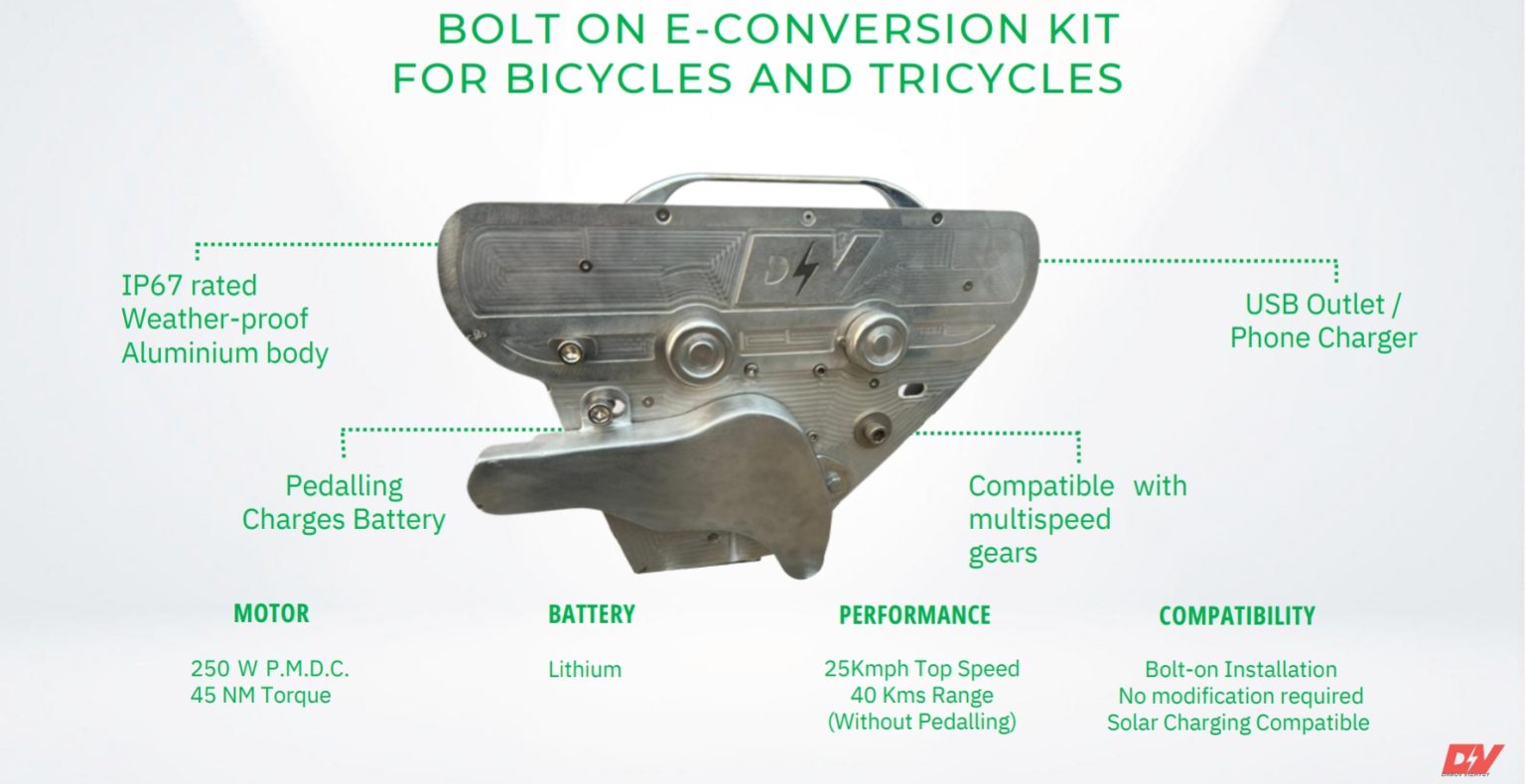Dhruv Vidyut – BOLT ON E-CONVERSION KIT FOR BICYCLES AND TRICYCLES