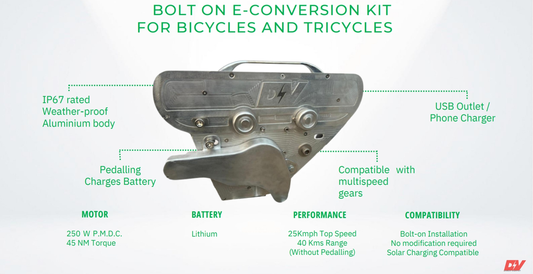 Dhruv Vidyut – BOLT ON E-CONVERSION KIT FOR BICYCLES AND TRICYCLES